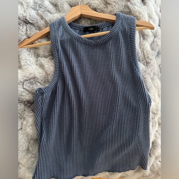 Lulus | Tops | Blue Ribbed Tank | Poshmark